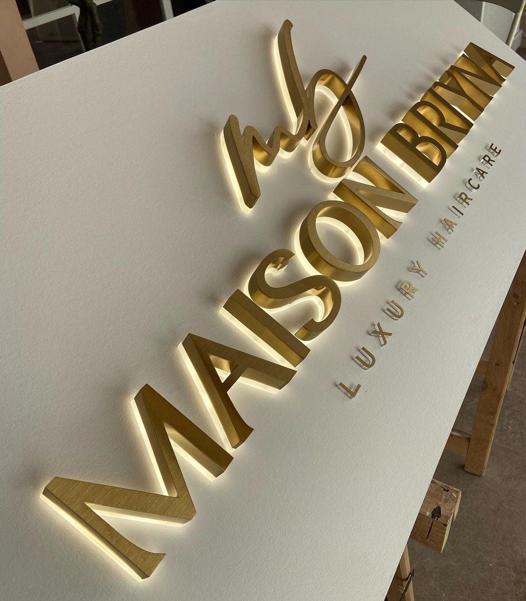 Buy Custom 3D Metal Signage, Salon Logo Sign, Backlit Business Sign ...