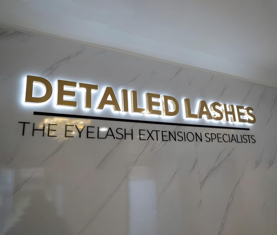 Custom Salon Sign, 3D Metal Backlit Sign, Business Logo Sign ...