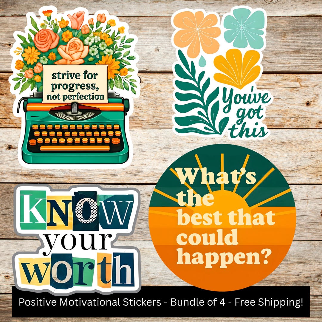 Motivational Sticker Bundle of 4 Positive Affirmation Stickers ...