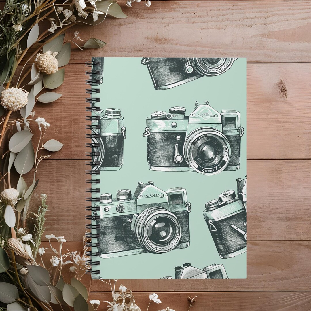 Retro Camera Notebook Photography Journal Mint Green Spiral Vintage ...