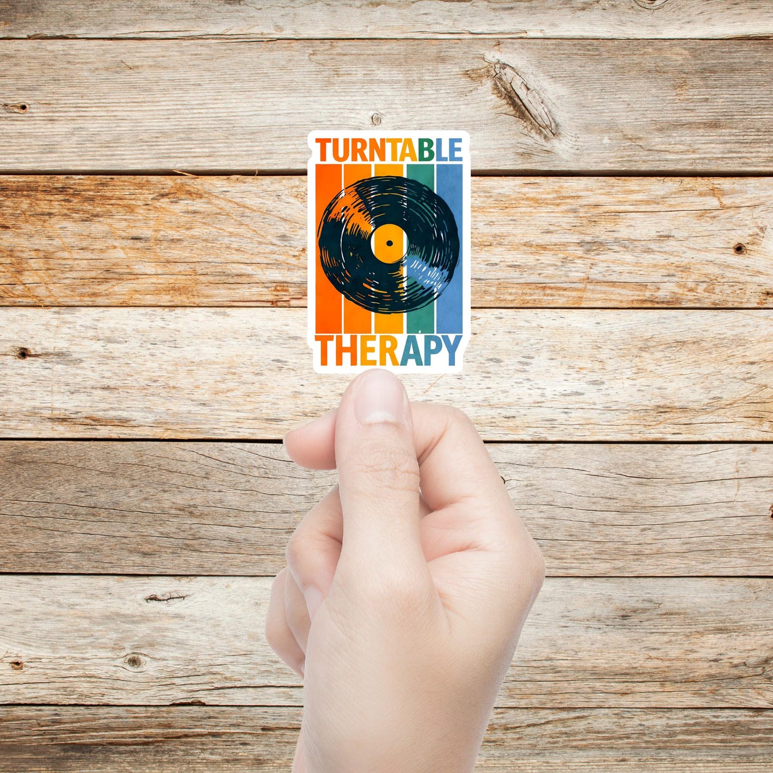 Turntable Therapy Sticker - Colorful Vinyl Record Waterproof Decal ...