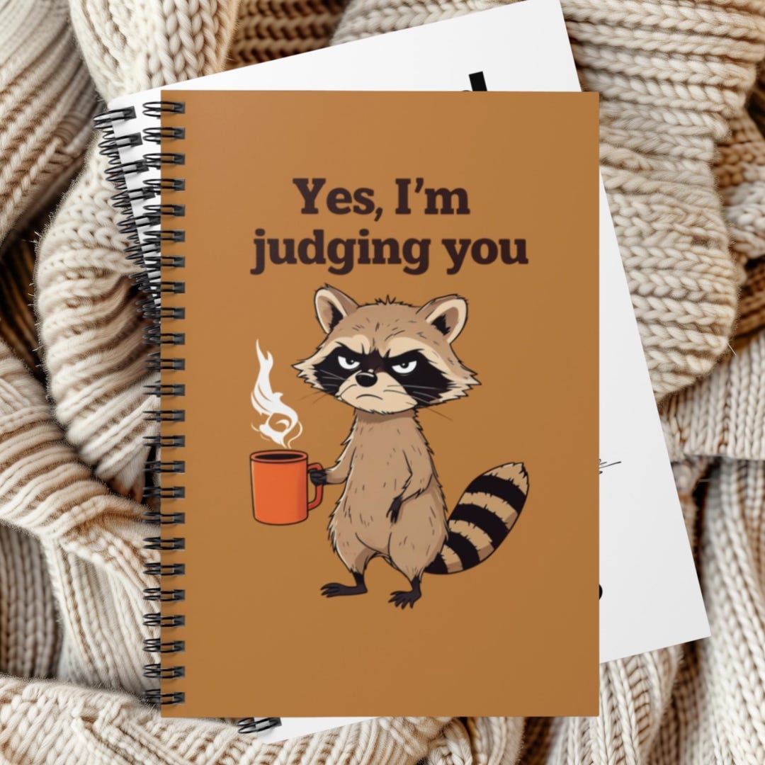 Funny Raccoon Notebook Judging Animal Journal Snarky Gift for Coworker ...