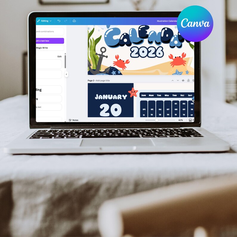 Personalized 2026 Editable Calendar Template. Custom Photo, Quote ...