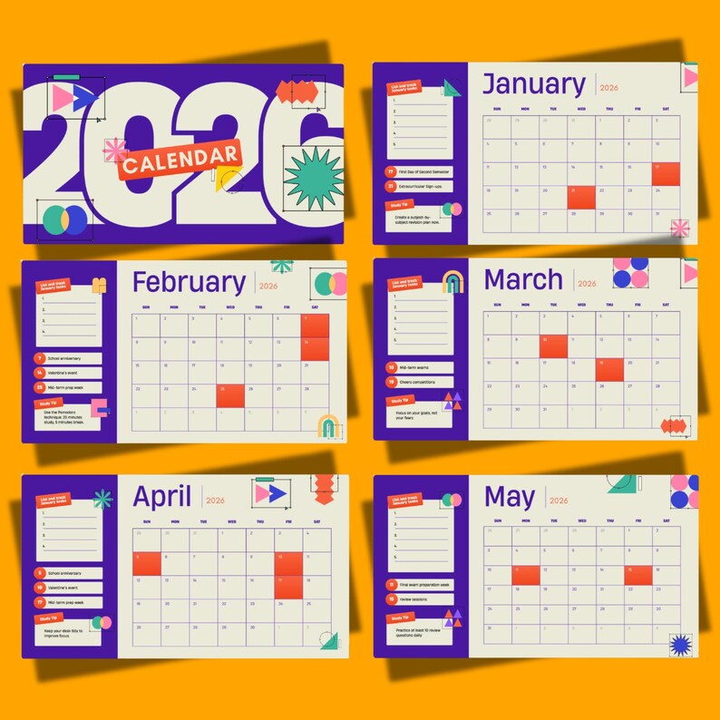 Personalized 2026 Editable Calendar Template. Custom Photo, Quote & Illustration (digital ...