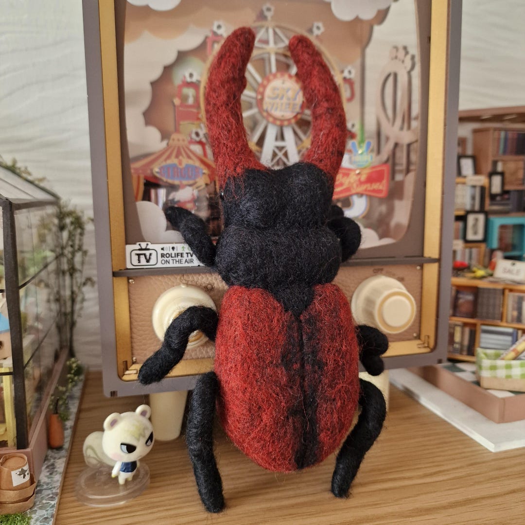 Stag Beetle - Needle Felted Insect Diorama for Nature Lover, Insect ...