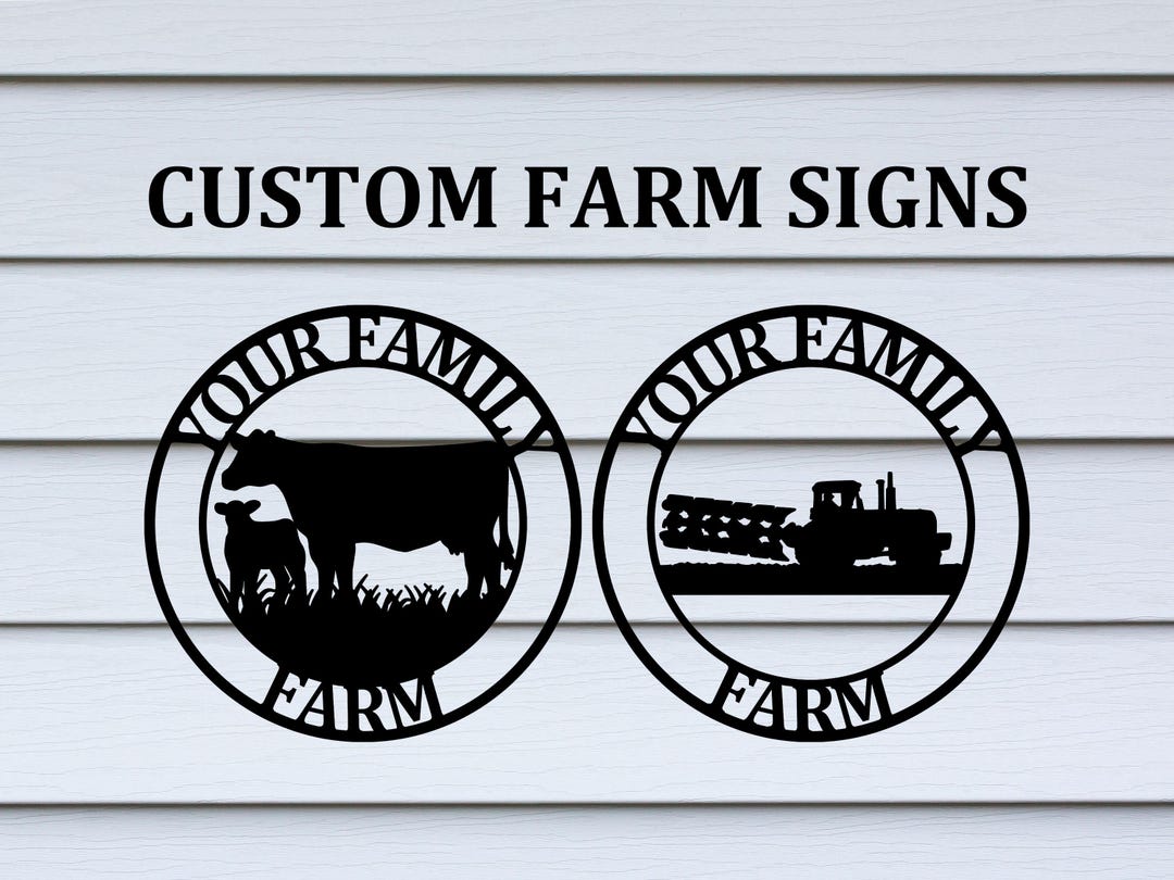 Custom Farm Sign | Tractor Farm Sign | Cow Farm Sign - Etsy