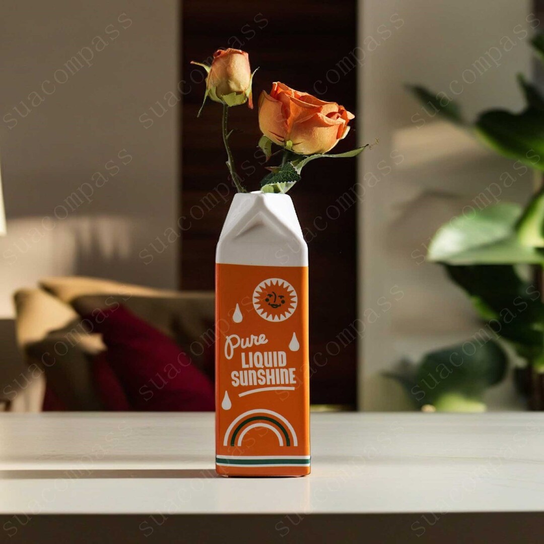 Ceramic Orange Juice Drink Vase, Vintage Orange Juice Vase, Orange ...
