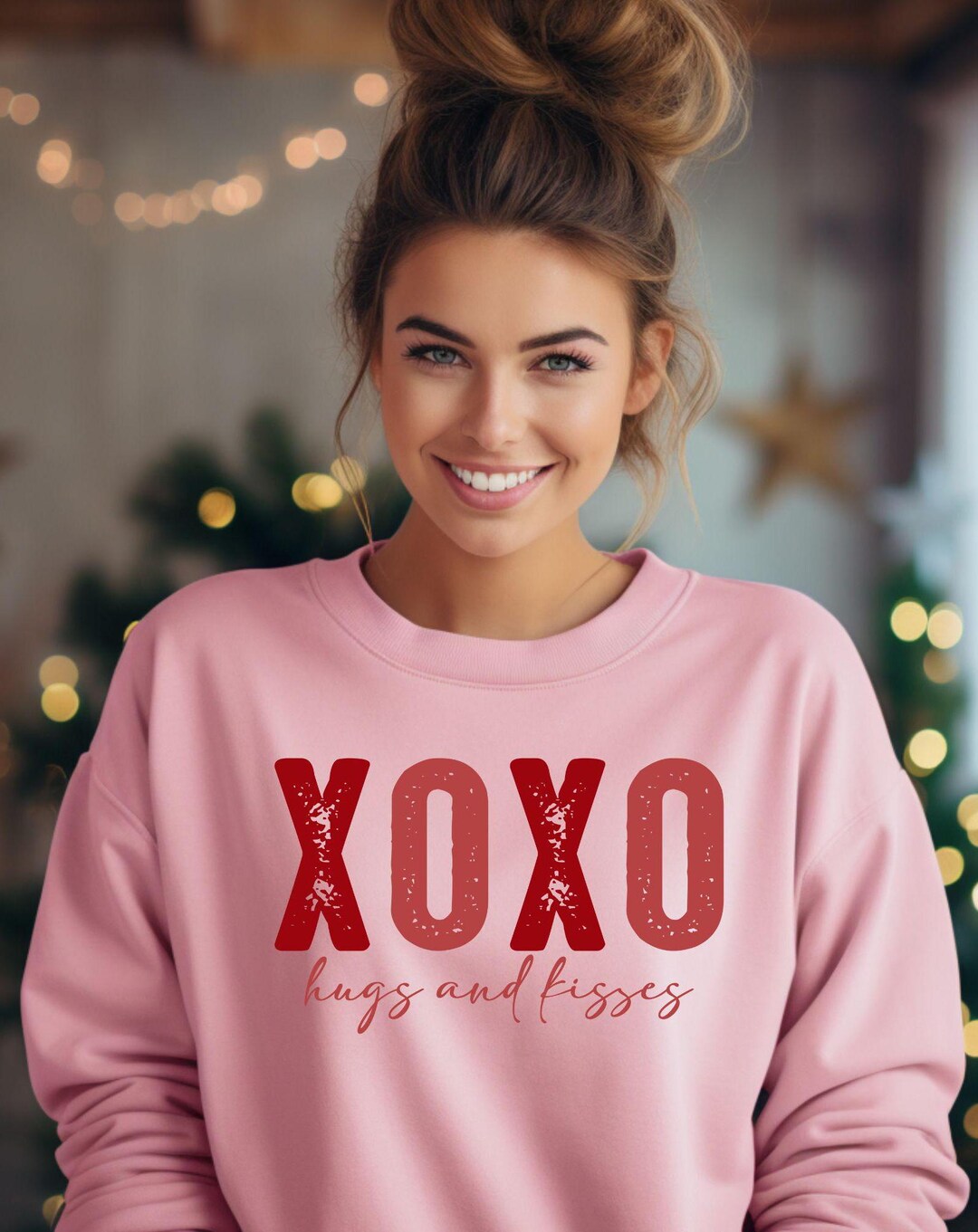 XOXO Hugs and Kisses Valentine Sweatshirt, New Year Wishes Sweatshirt, XOXO Valentine's Day ...