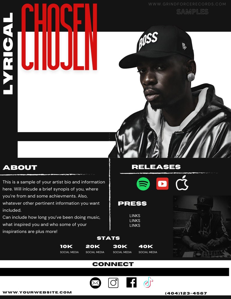 Music Artist One Sheet Editable CANVA PRO Template - Etsy