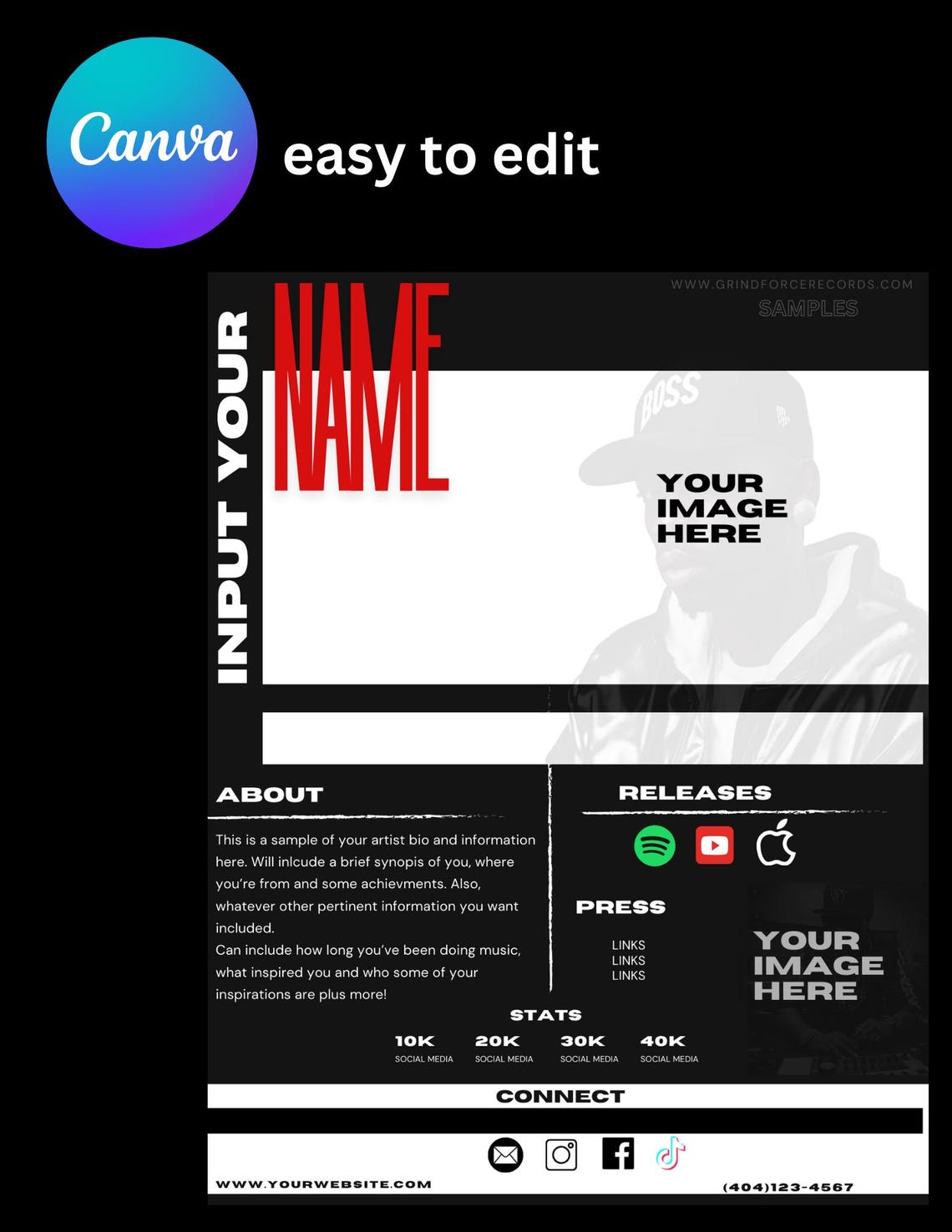 Music Artist One Sheet Editable CANVA PRO Template - Etsy