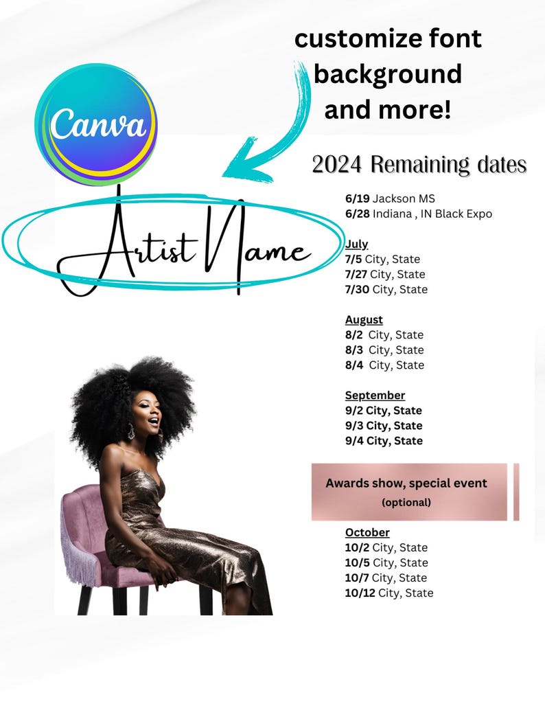 Show Dates Flyer -editable Template CANVA PRO - Etsy