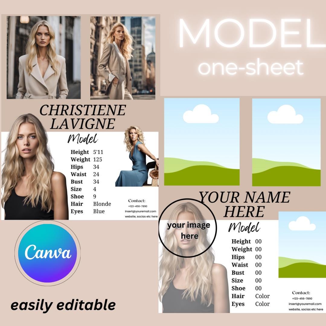 MODEL One- Sheet Editable CANVA PRO Template - Etsy