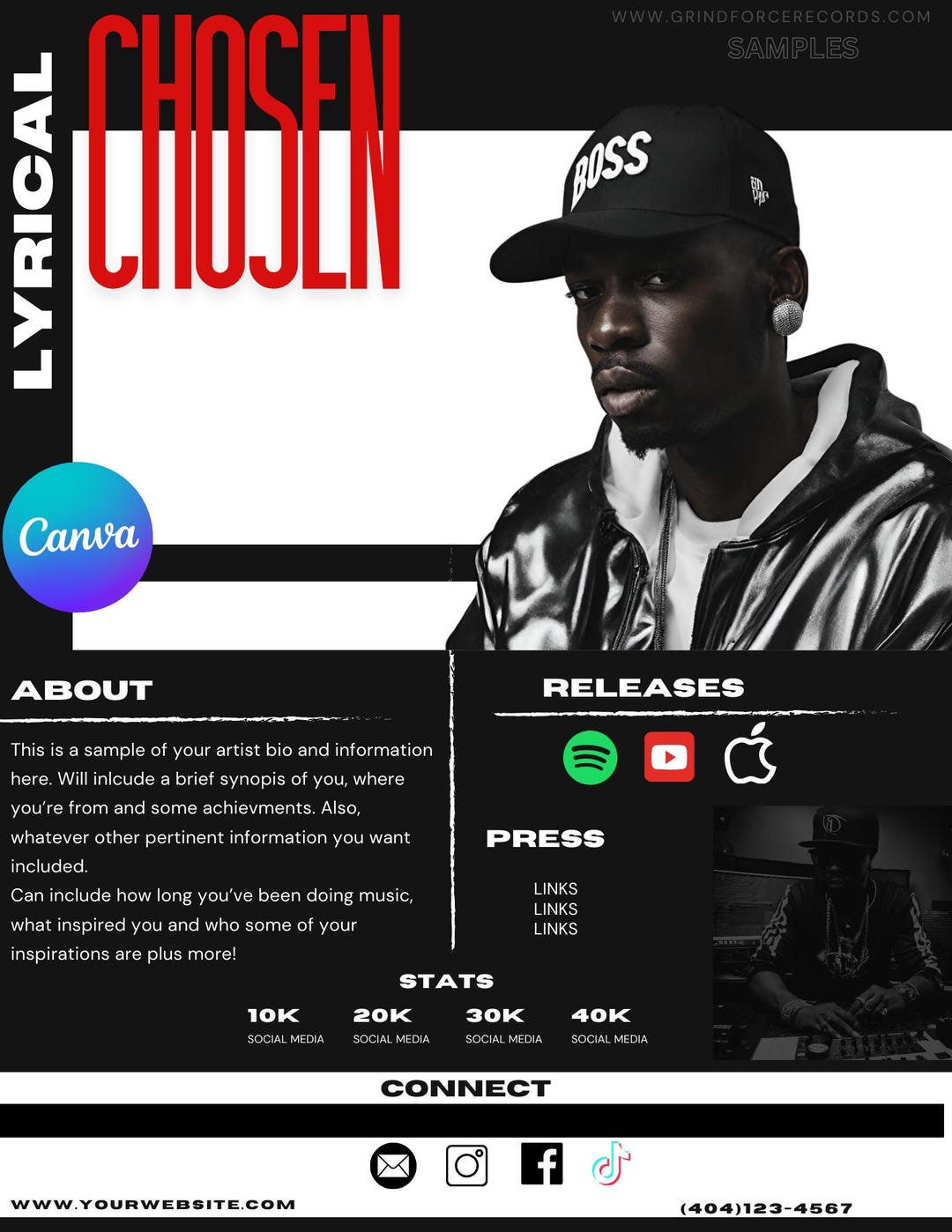 Music Artist One Sheet Editable CANVA PRO Template - Etsy