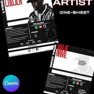 Music Artist One Sheet Editable CANVA PRO Template - Etsy