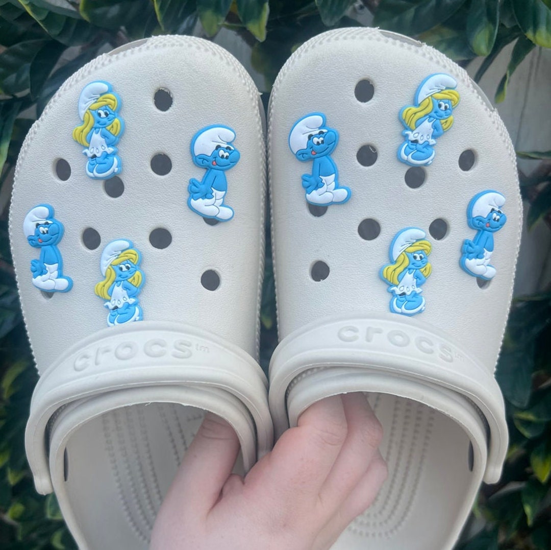 The Smurfs Cartoon Crocs Charms Blue Carton Jibbitz Snurf Cartoon Croc ...