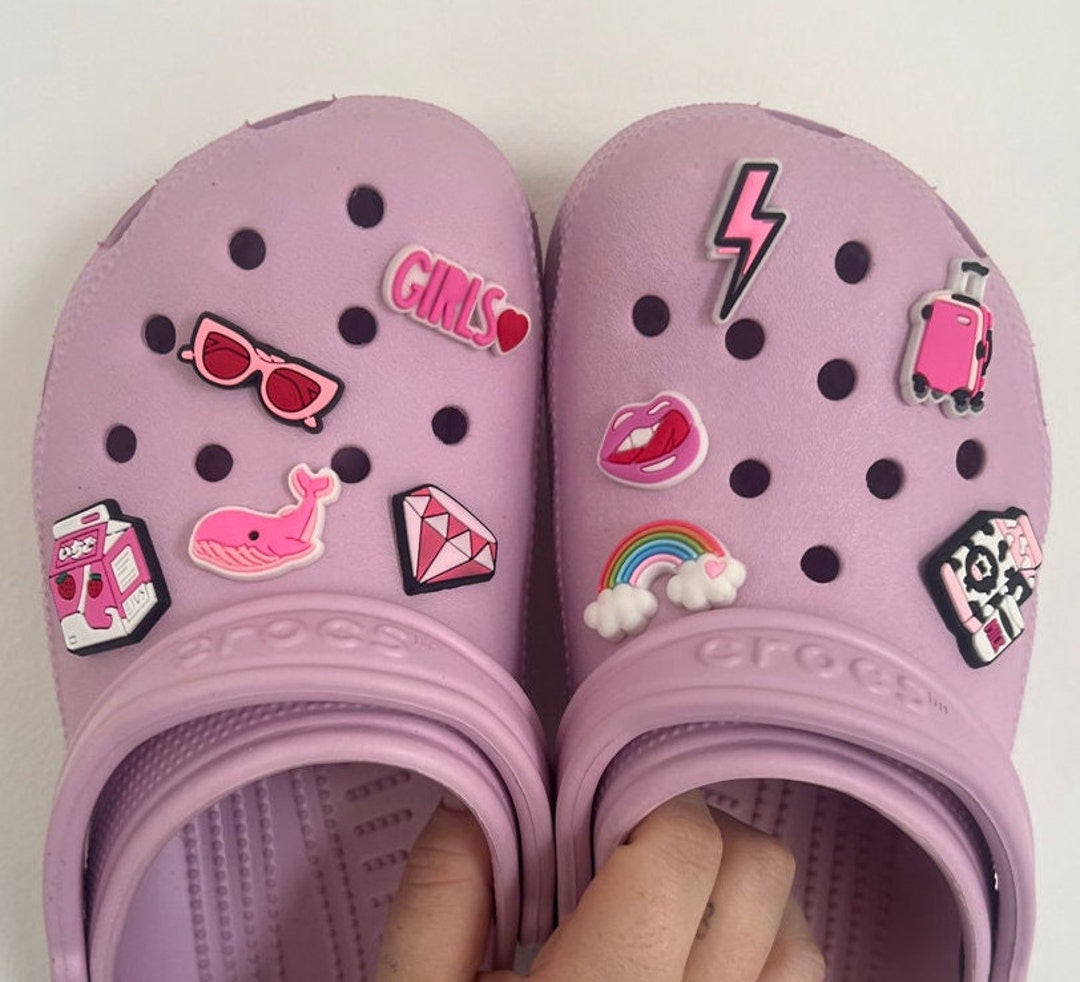 Croc Charms Pink Holiday Collection, Cowgirl Flower Charms Love Heart ...