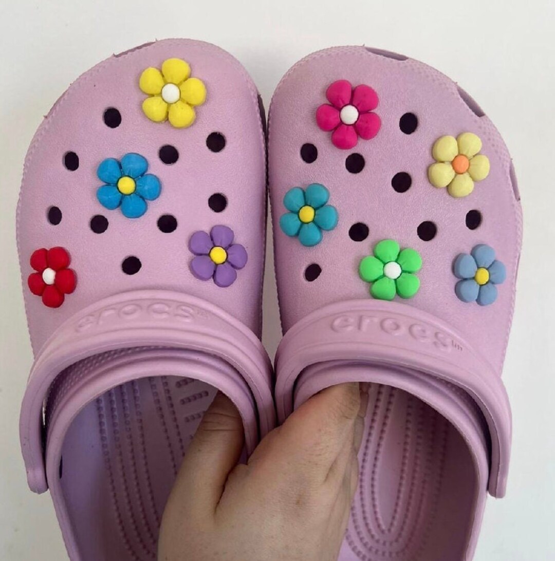 Flower Themed Colourful Croc Charms for Shoes Clogs Shoes Sandals With ...