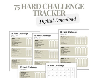 75 Hard Challenge, Printable 75 Hard Tracker, Habit Tracker, Progress ...