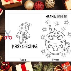 Christmas Coloring Greeting Card Digital Printable/christmas Coloring ...