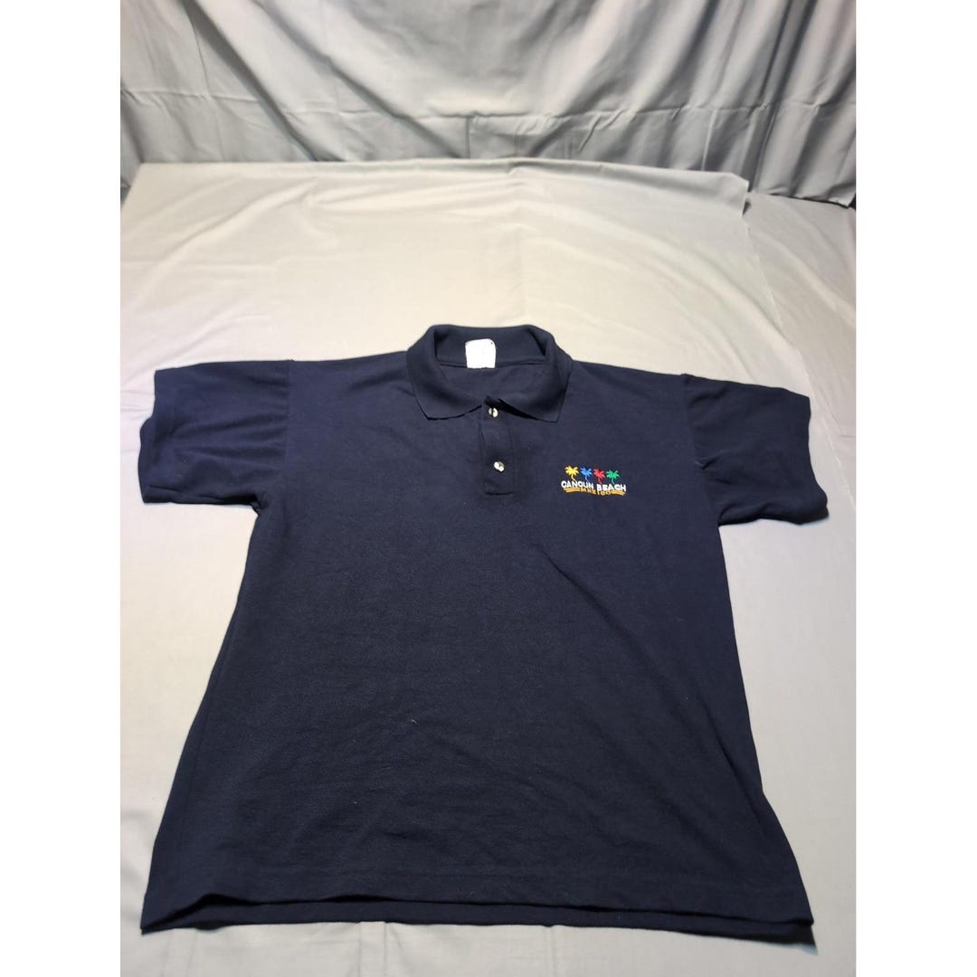 Mr Buho Cancun Beach Shirt Mens Large Navy Blue Embroidered Polo Mexico ...