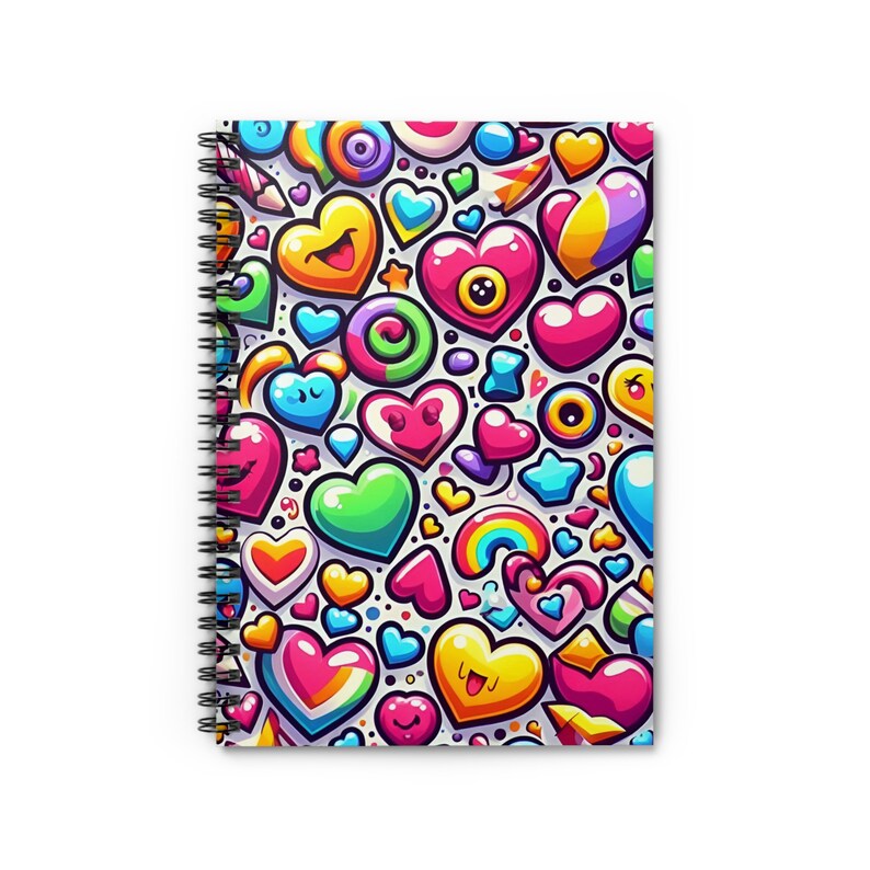 Colorful Heart Design Spiral Notebook Ruled Line, Colorful Notebook ...