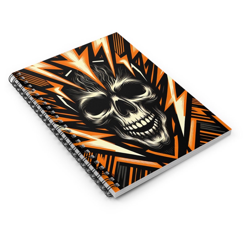 Skull and Lightning Bolt Design Spiral Notebook Ruled Line, Graphic ...
