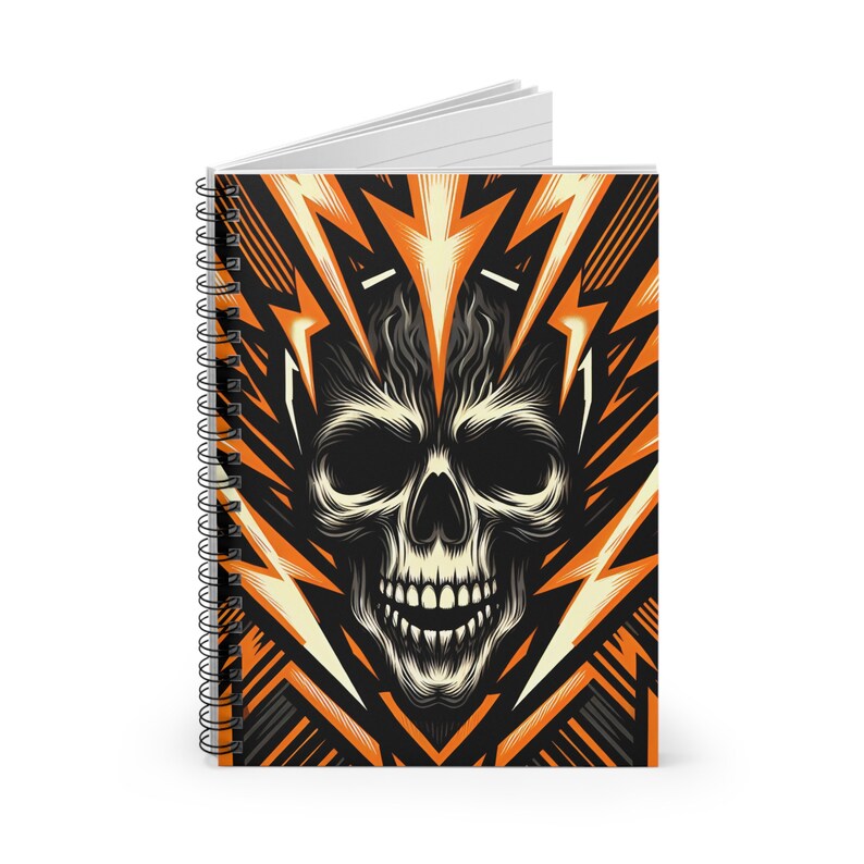 Skull and Lightning Bolt Design Spiral Notebook Ruled Line, Graphic ...