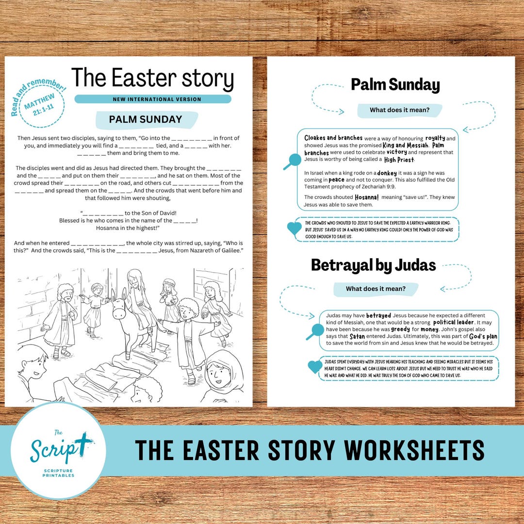 Easter Story Worksheet, Kids,homeschool, Sunday School,easter Coloring ...