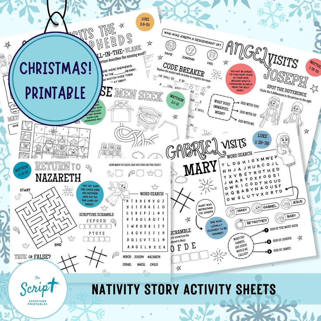 Christian Christmas Activity Mats, Kids Christmas Sunday School ...