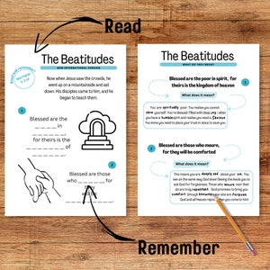 Beatitudes Kids Bible Worksheet, Sunday School Activity (digital ...