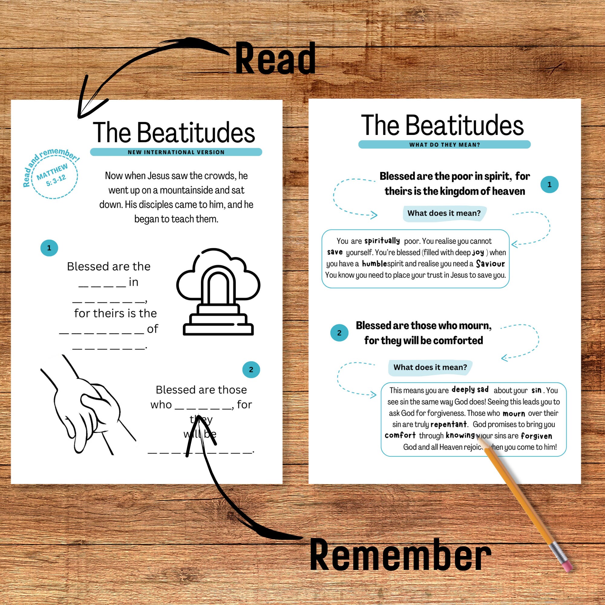 Beatitudes Kids Bible Worksheet, Sunday School Activity (digital ...