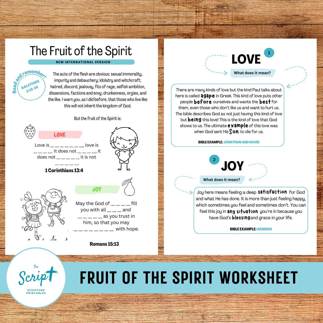 Fruit of the Spirit Kids, Coloring Sheets, Homeschool, Sunday School ...