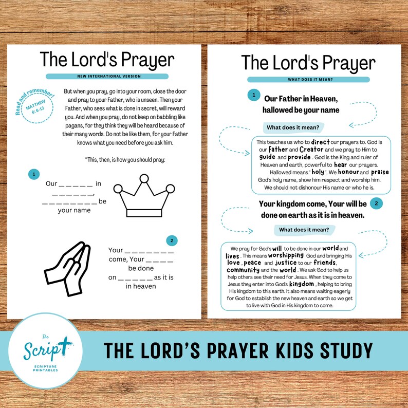 Lord's Prayer Worksheet Kids, Homeschool, Sunday School, Bible Teaching ...