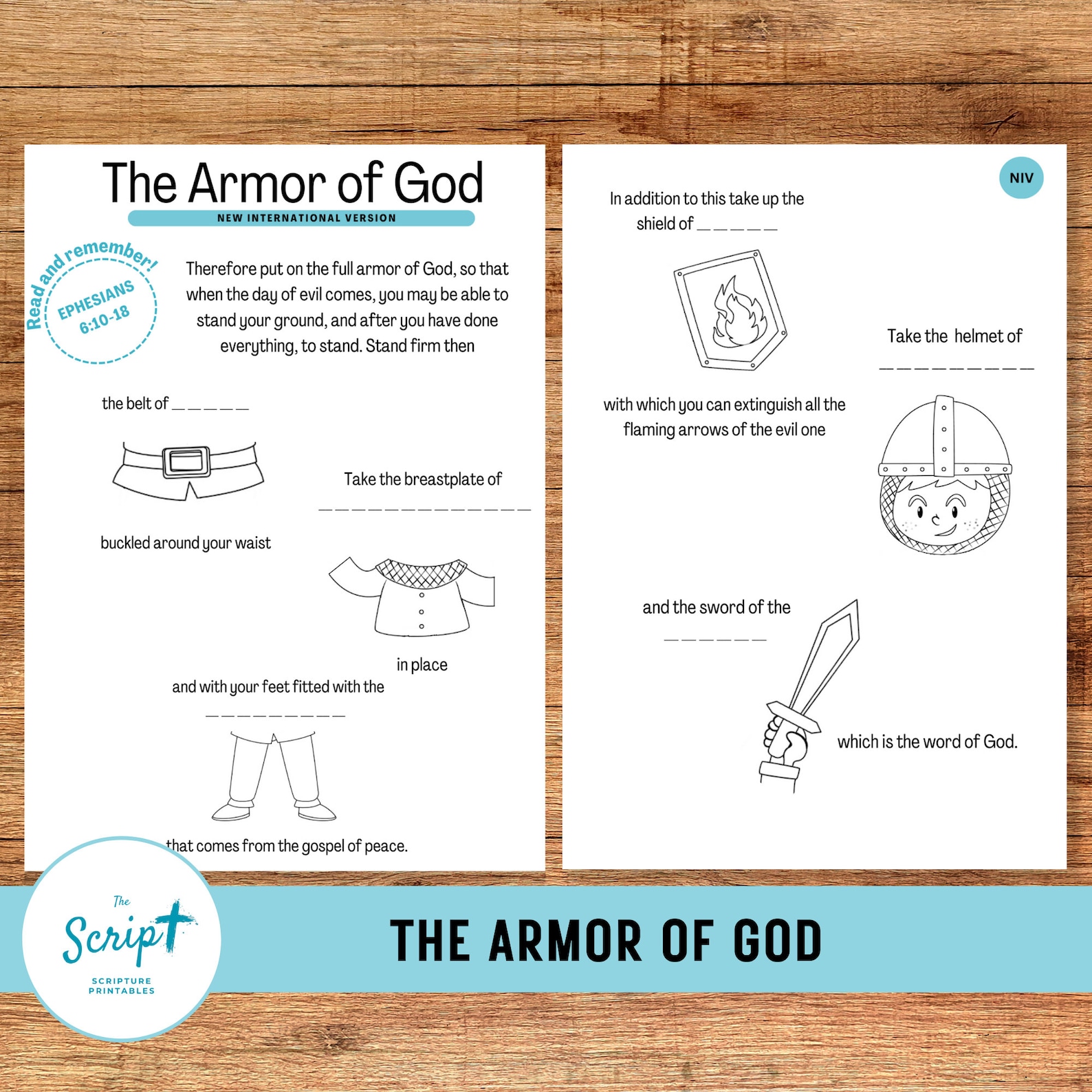 Armor of God Worksheet, Kids,homeschool Learning, Sunday School ...