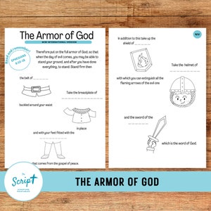 Armor of God Worksheet, Kids,homeschool Learning, Sunday School ...