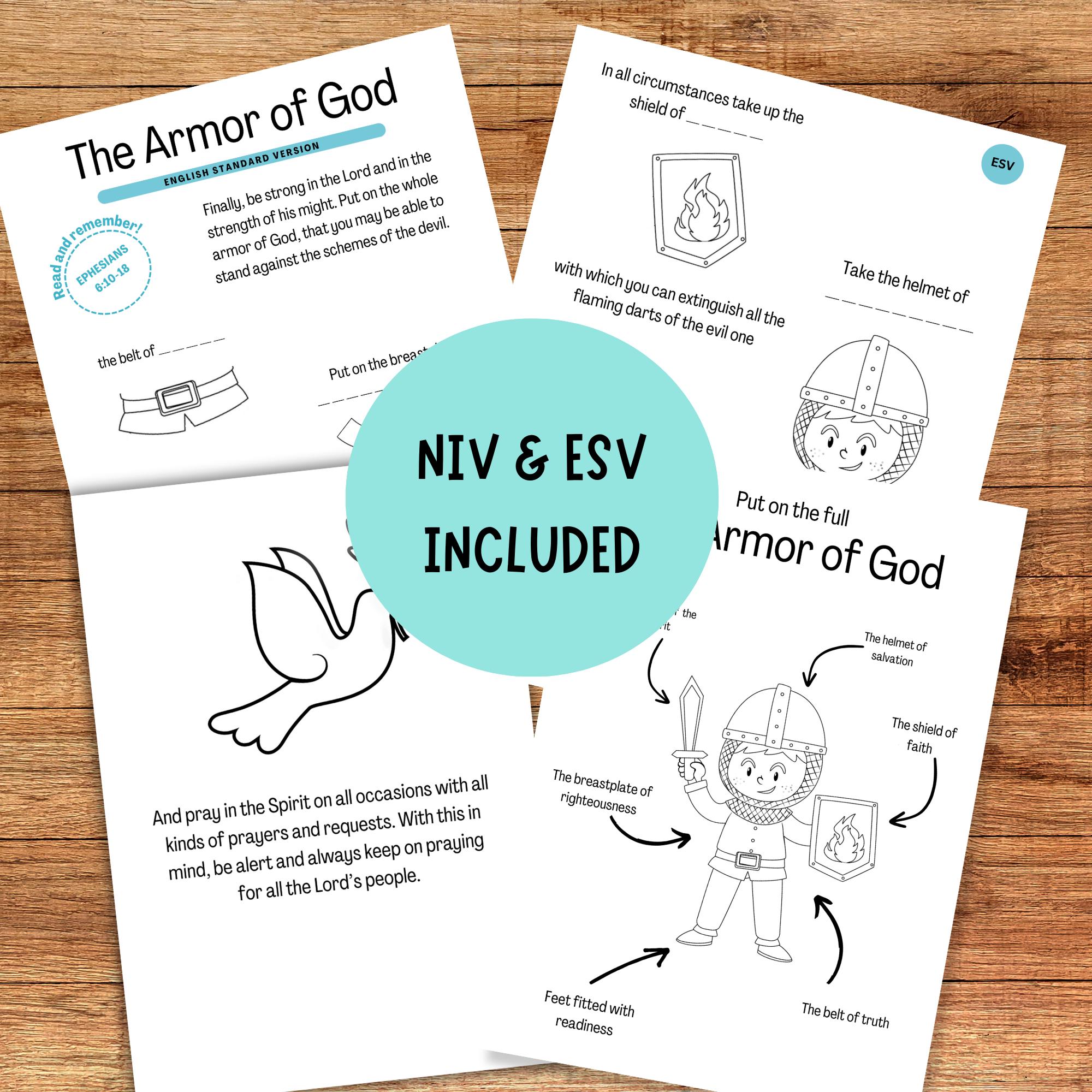 Armor of God Worksheet, Kids Bible Activity (digital Download) - Etsy