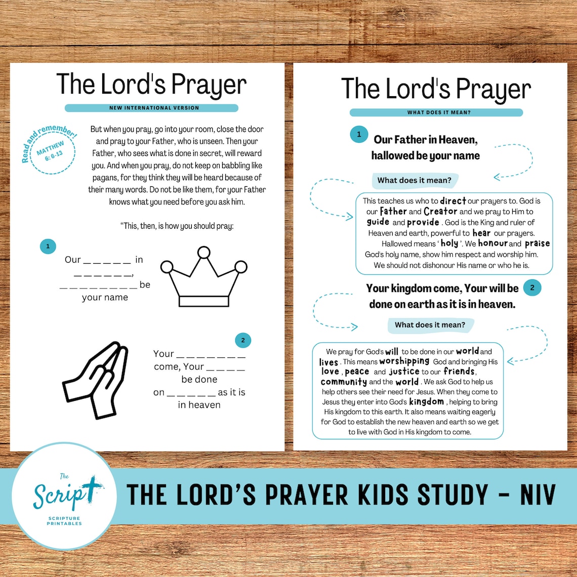 Lord's Prayer Worksheet Kids, Homeschool, Sunday School, Bible Teaching ...