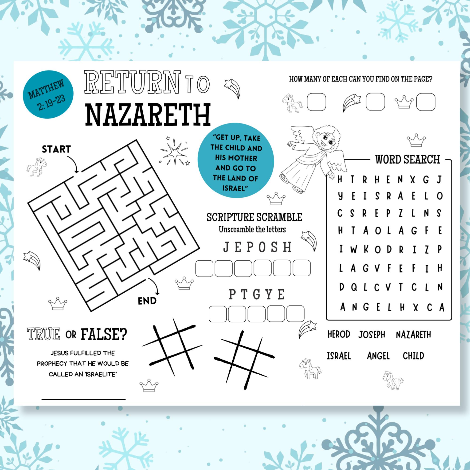 Christian Christmas Activity Mats, Kids Christmas Sunday School ...