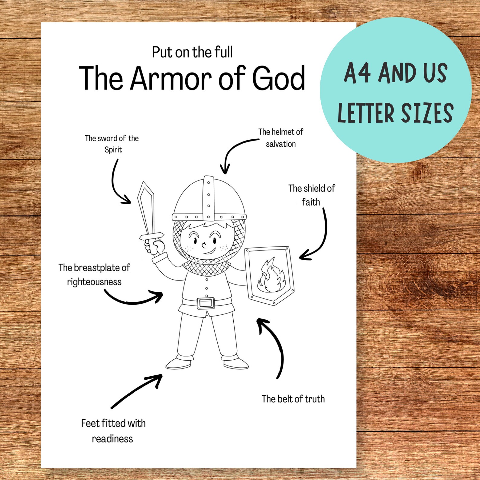 Armor of God Worksheet, Kids,homeschool Learning, Sunday School ...