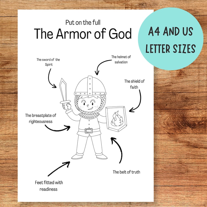 Armor of God Worksheet, Kids,homeschool Learning, Sunday School ...