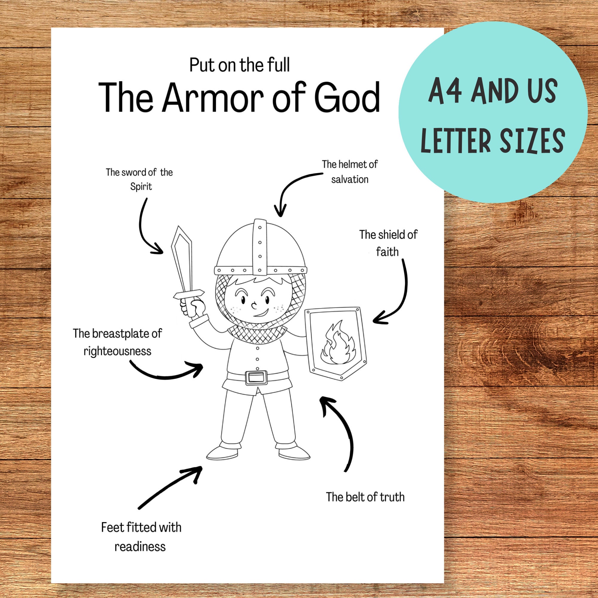 Armor of God Worksheet, Kids,homeschool Learning, Sunday School ...