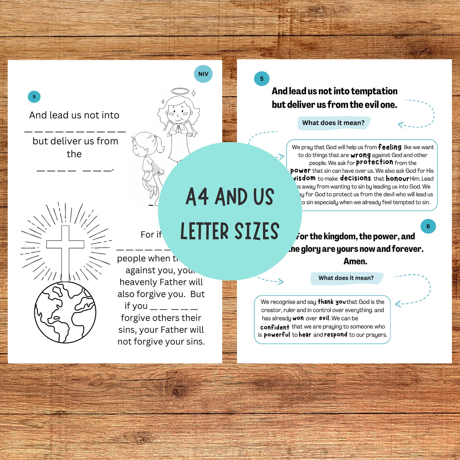 Lord's Prayer Worksheet Kids, Homeschool, Sunday School, Bible Teaching ...