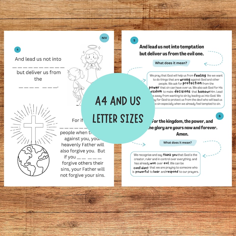 Lord's Prayer Worksheet Kids, Homeschool, Sunday School, Bible Teaching ...