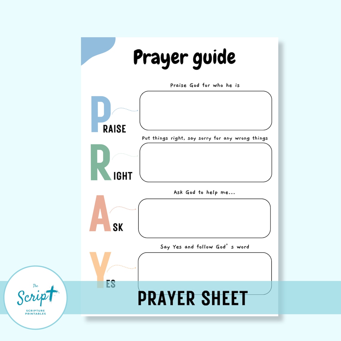 Prayer Guide Template Printable for Kids | Christian Printable for Kids ...