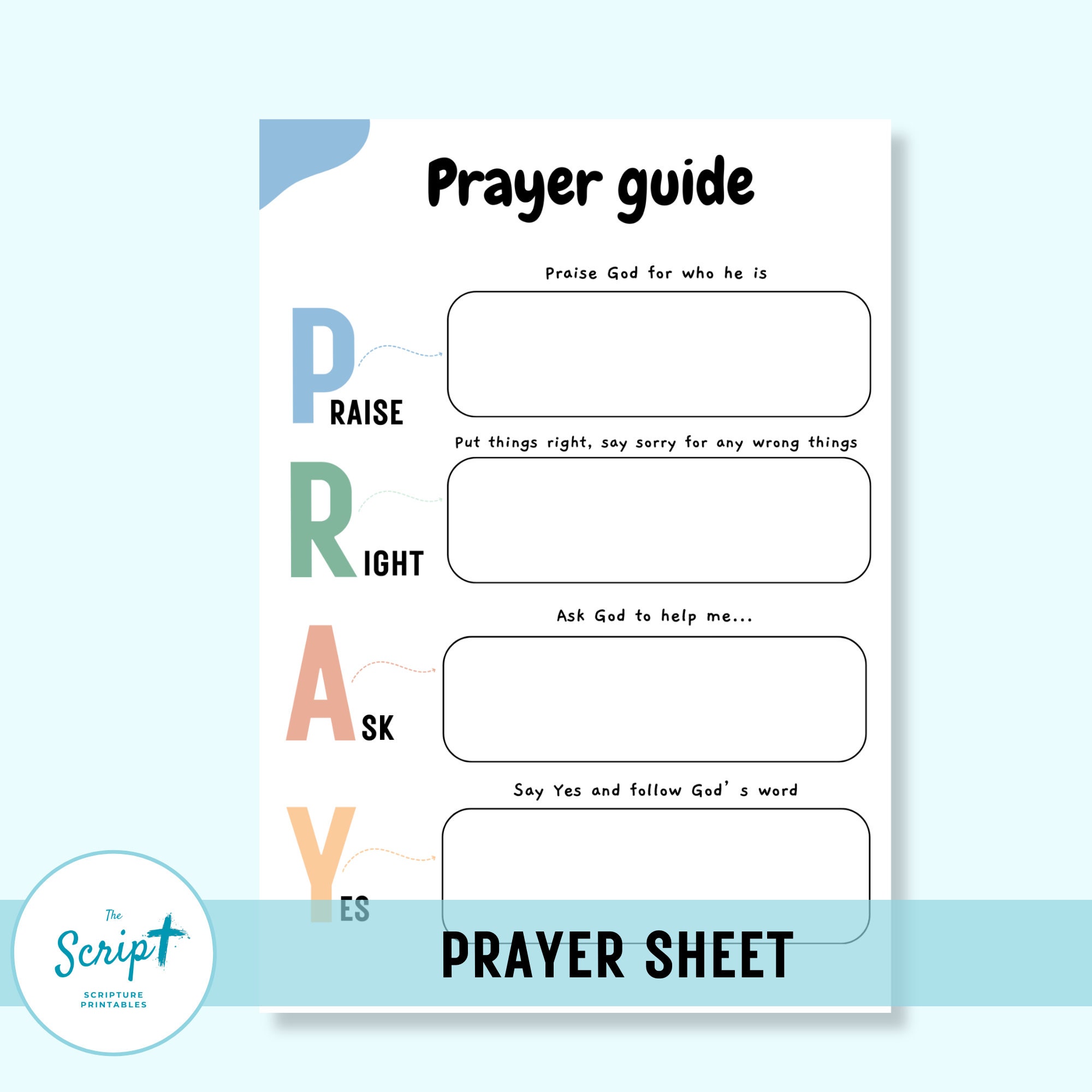 Prayer Guide Template Printable for Kids | Christian Printable for Kids ...