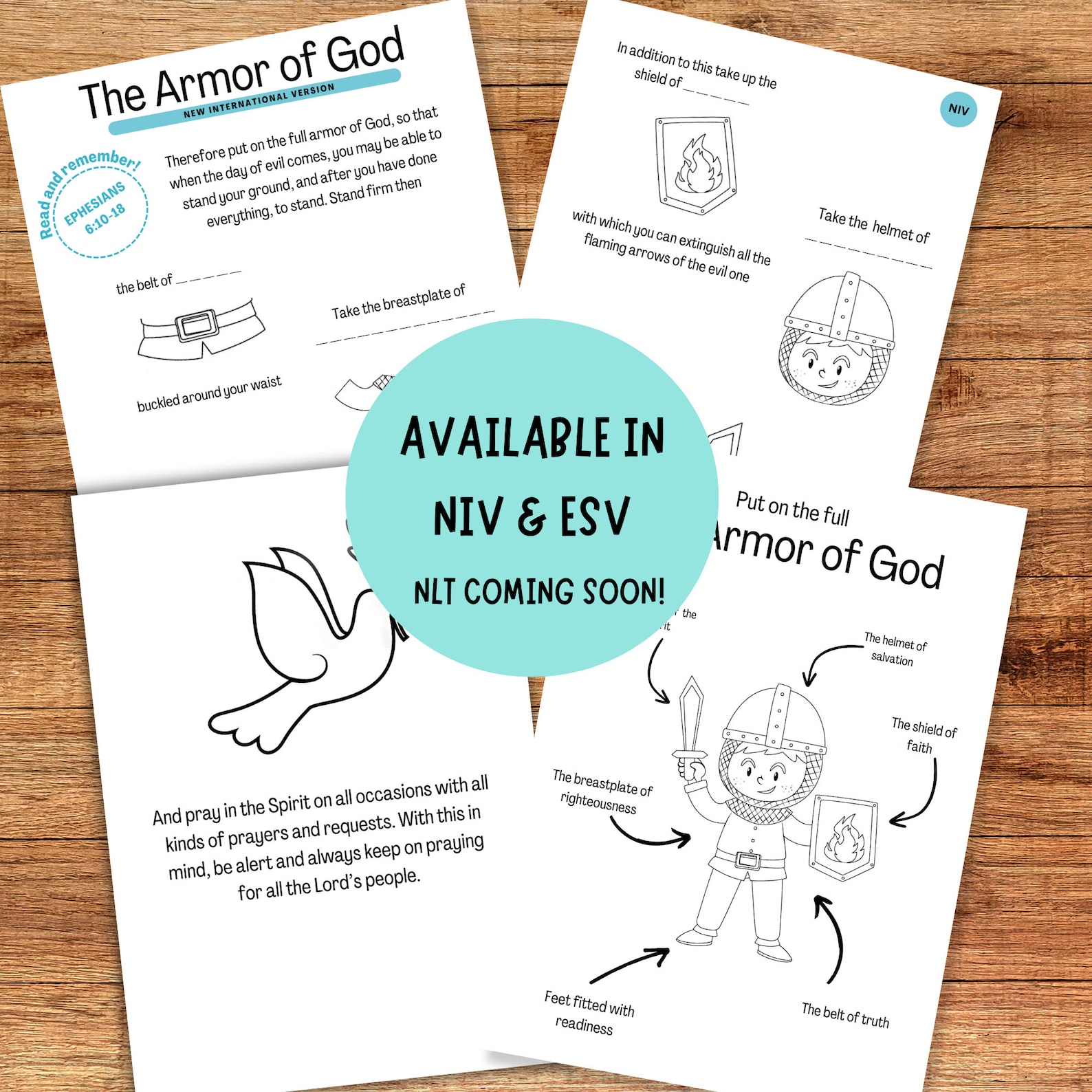 Armor of God Worksheet, Kids,homeschool Learning, Sunday School ...