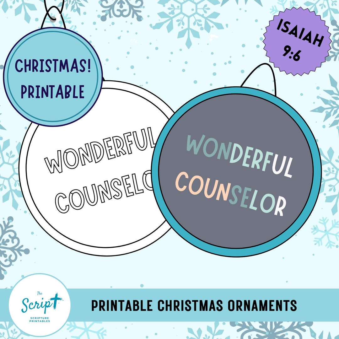 Printable Isaiah 9:6 Ornaments, Christmas Paper Ornaments, Printable ...