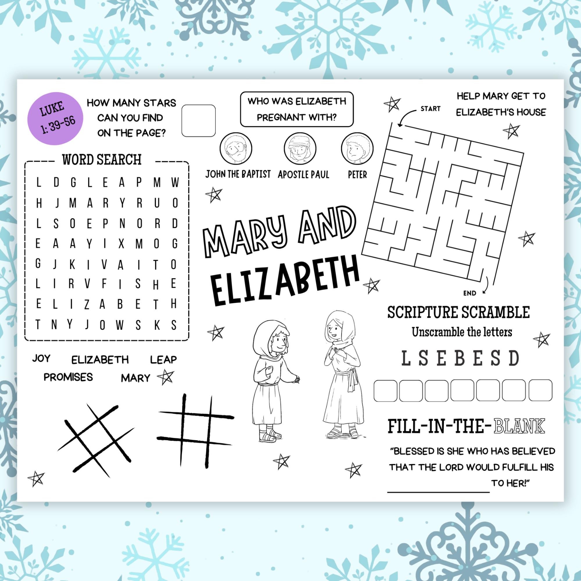 Christian Christmas Activity Mats, Kids Christmas Sunday School ...