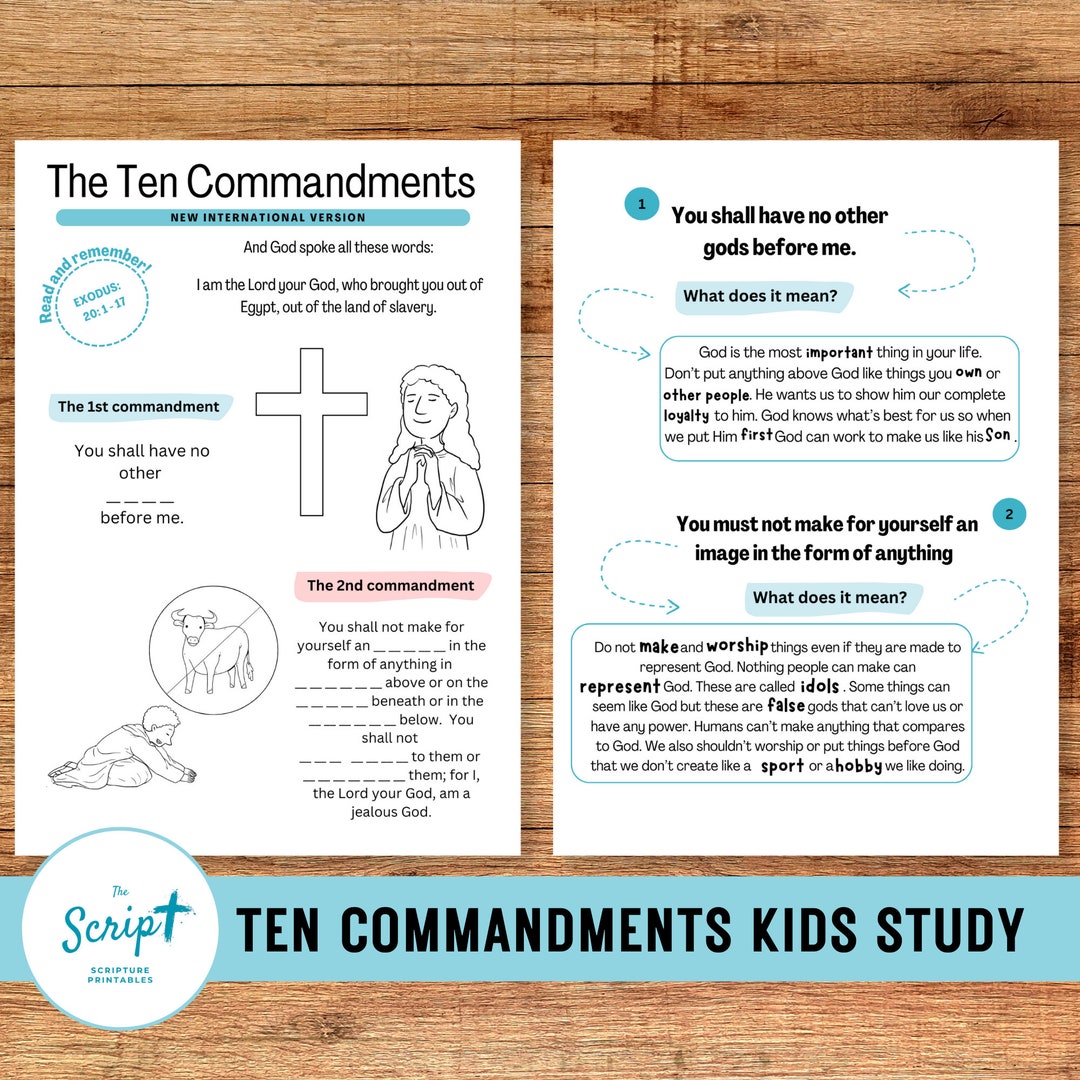 Ten Commandments Worksheet Kids, Homeschool, Sunday School, Bible ...