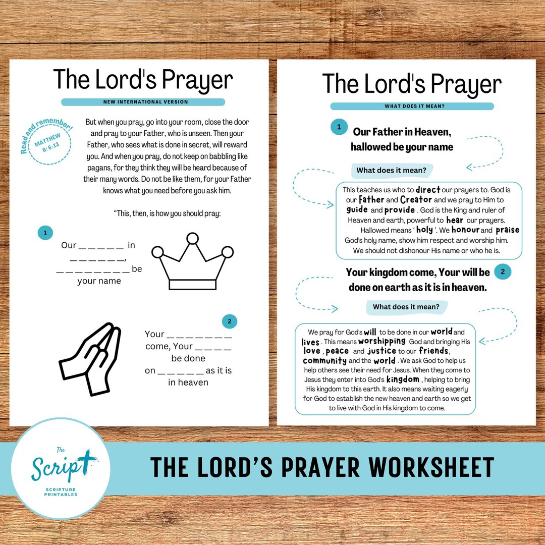 Lord's Prayer Worksheet Kids, Homeschool, Sunday School, Bible Teaching ...